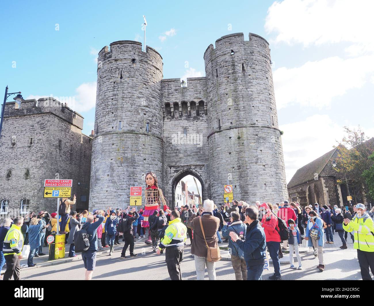Canterbury, Kent, UK. 21st Oct, 2021. Photos of the Little Amal refugee ...