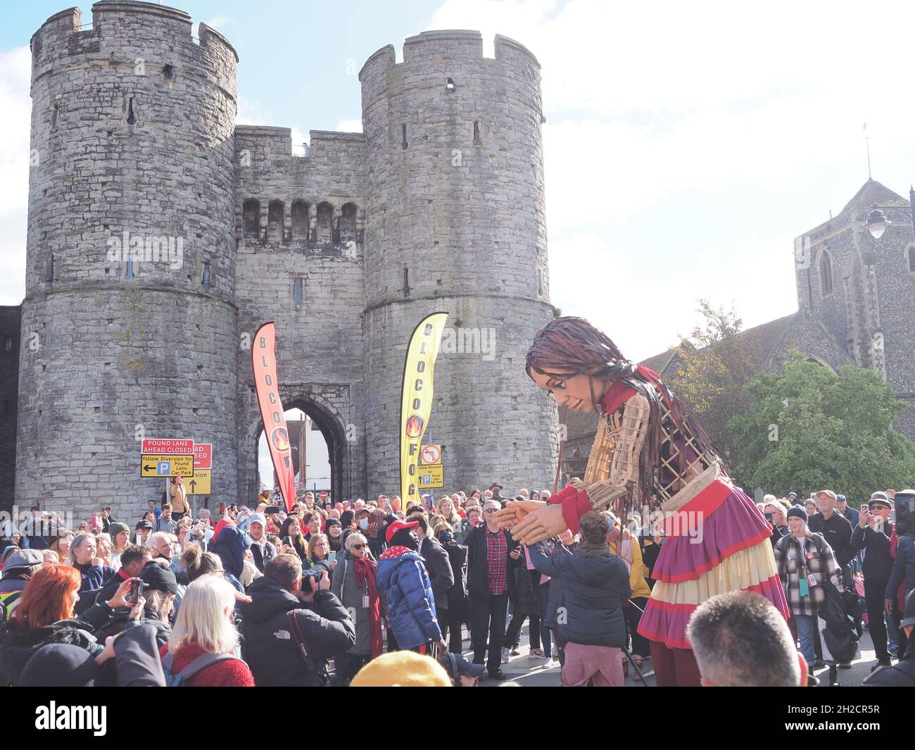Canterbury, Kent, UK. 21st Oct, 2021. Photos of the Little Amal refugee ...