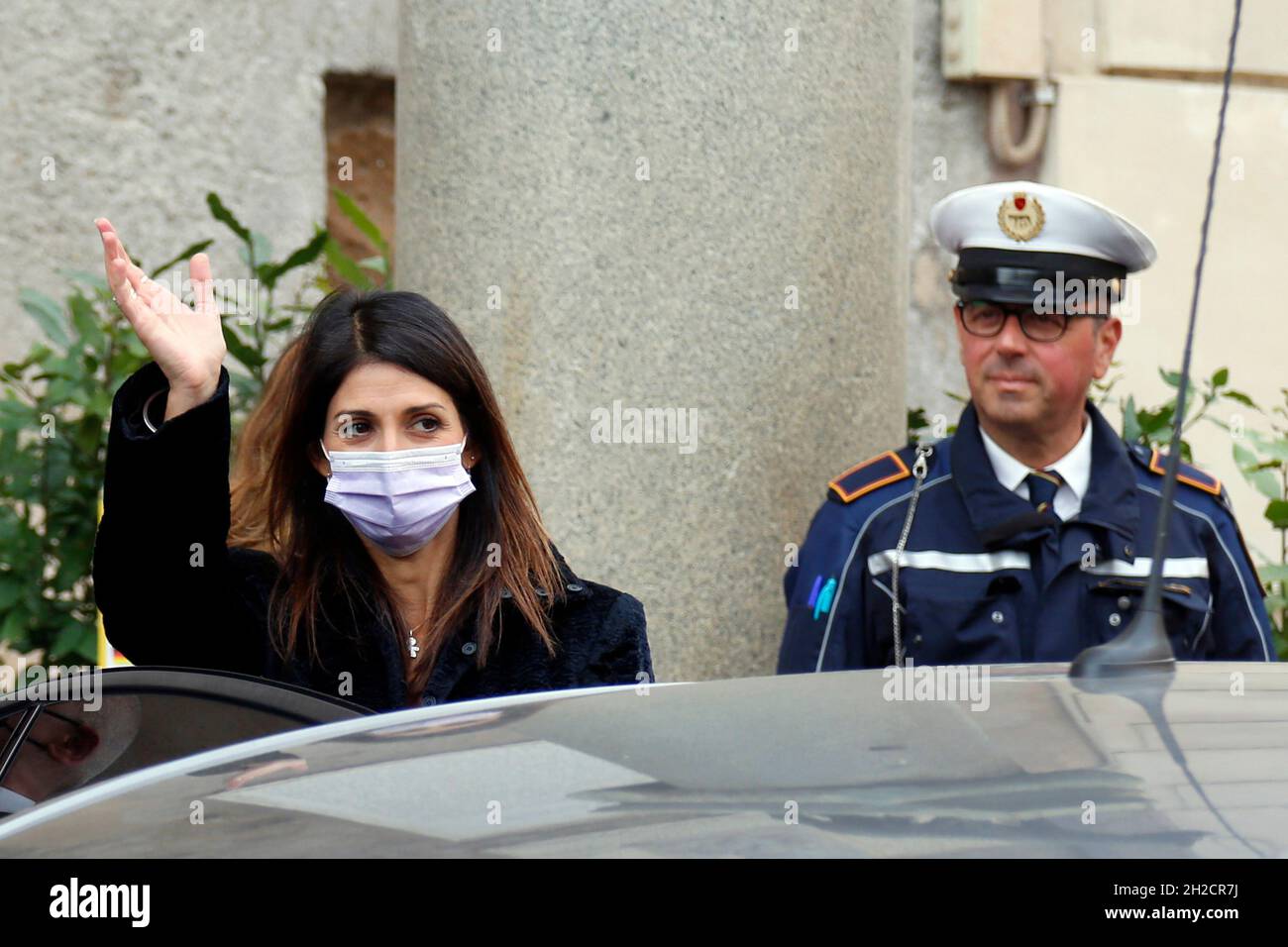 Rome, Italy. 21st Oct, 2021. The outgoing mayor Virginia Raggi leaves ...