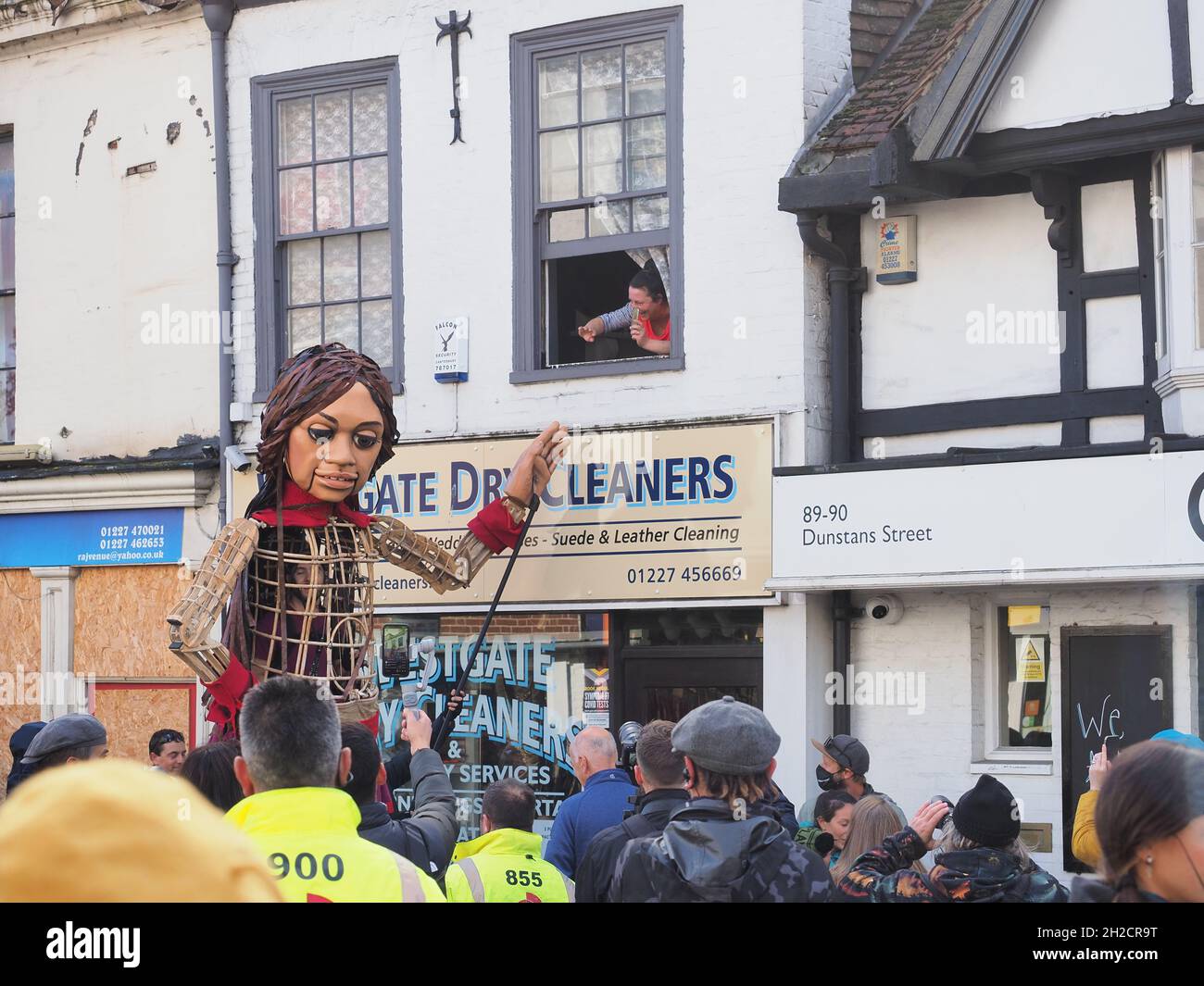 Canterbury, Kent, UK. 21st Oct, 2021. Photos of the Little Amal refugee ...