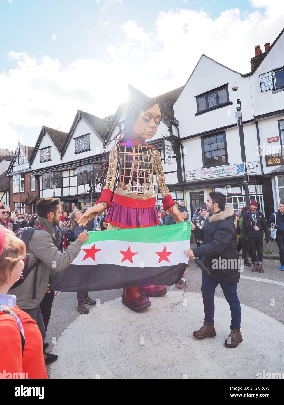 Canterbury, Kent, UK. 21st Oct, 2021. Photos of the Little Amal refugee ...