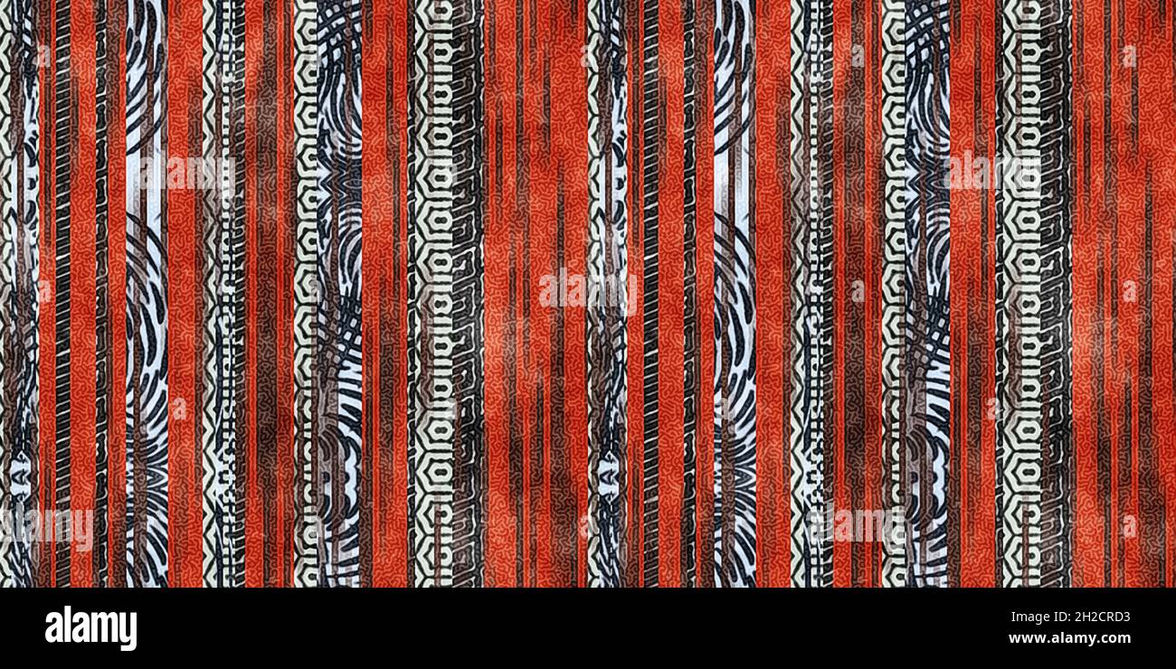 Seamless tribal ethnic stripe grungy border surface pattern design for ...