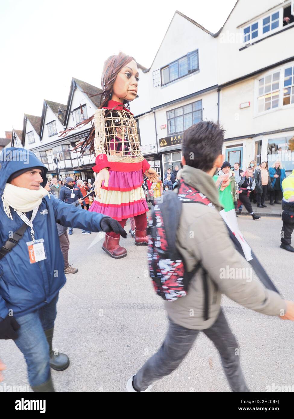 Canterbury, Kent, UK. 21st Oct, 2021. Photos of the Little Amal refugee ...