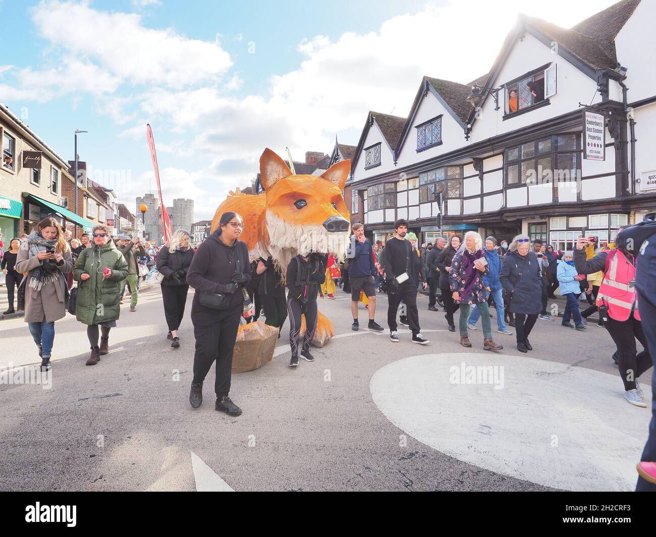 Canterbury, Kent, UK. 21st Oct, 2021. Photos of the Little Amal refugee ...