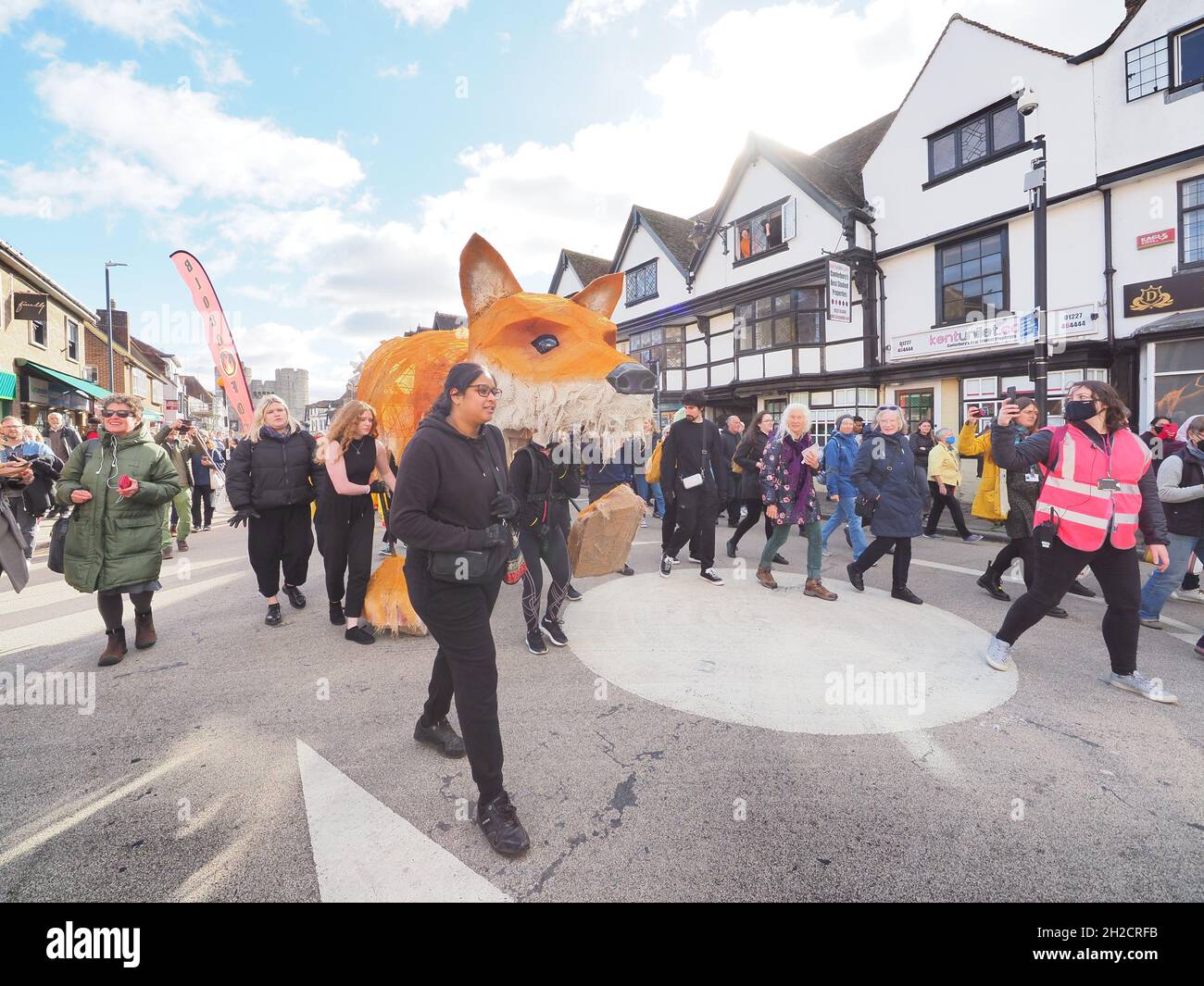 Canterbury, Kent, UK. 21st Oct, 2021. Photos of the Little Amal refugee ...