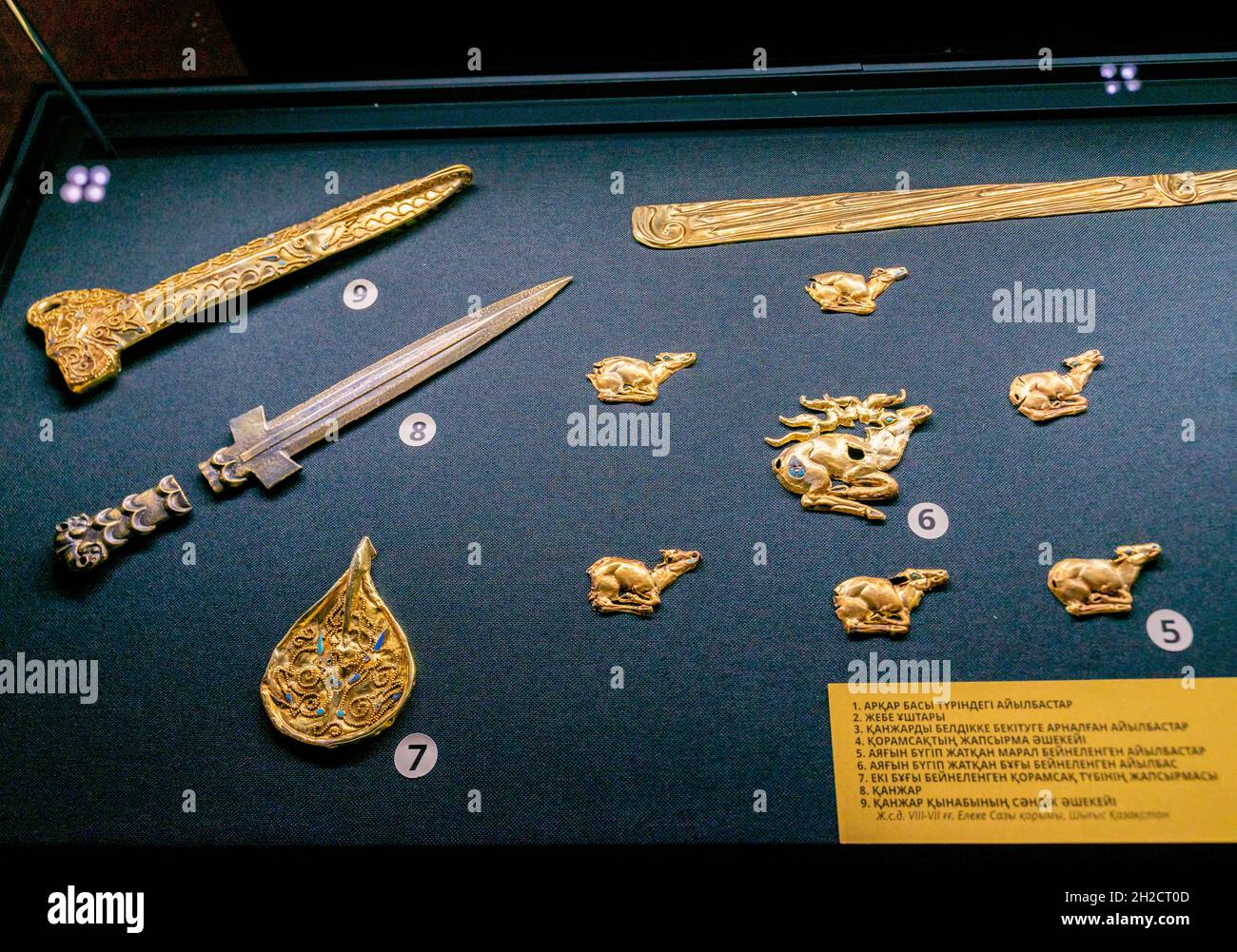 Gold artefacts from Taksay-1 burial ground, Kazakhstan. 8-7 cc century ...