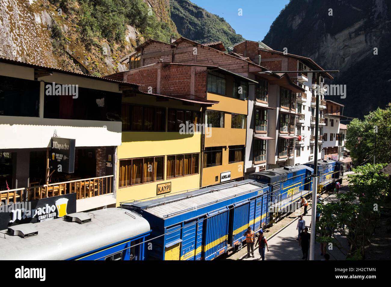 Peru, Aguas Calientes, railway, daily life Stock Photo - Alamy