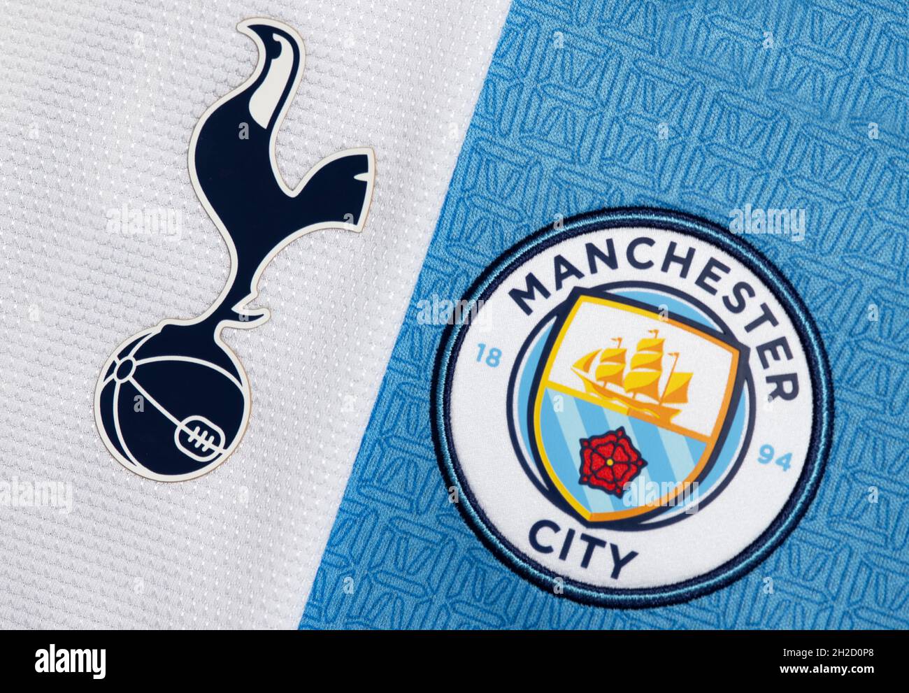 Close up of Spurs and Man City club crest Stock Photo - Alamy