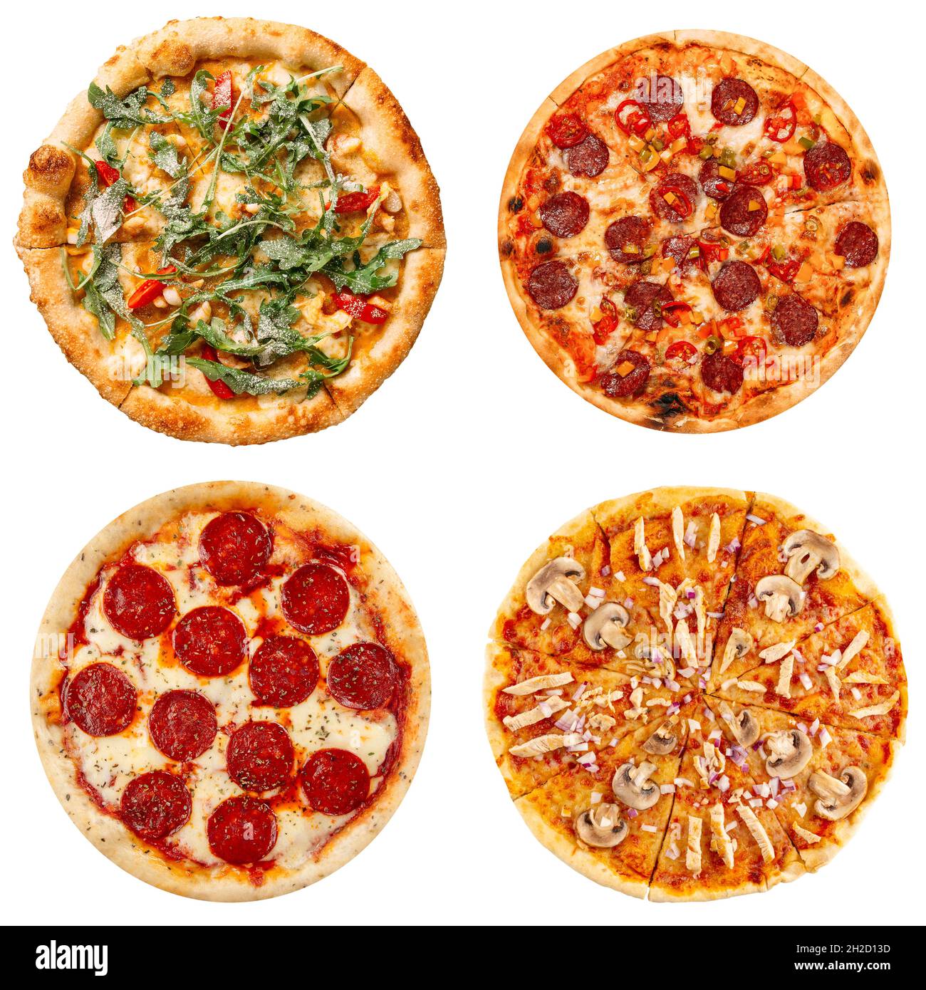 Set of different pizzas collage isolated on white Stock Photo - Alamy