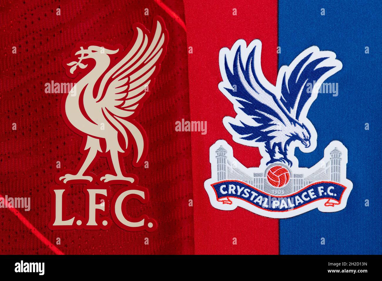 Close up of Liverpool and Crystal Palace club crest Stock Photo - Alamy
