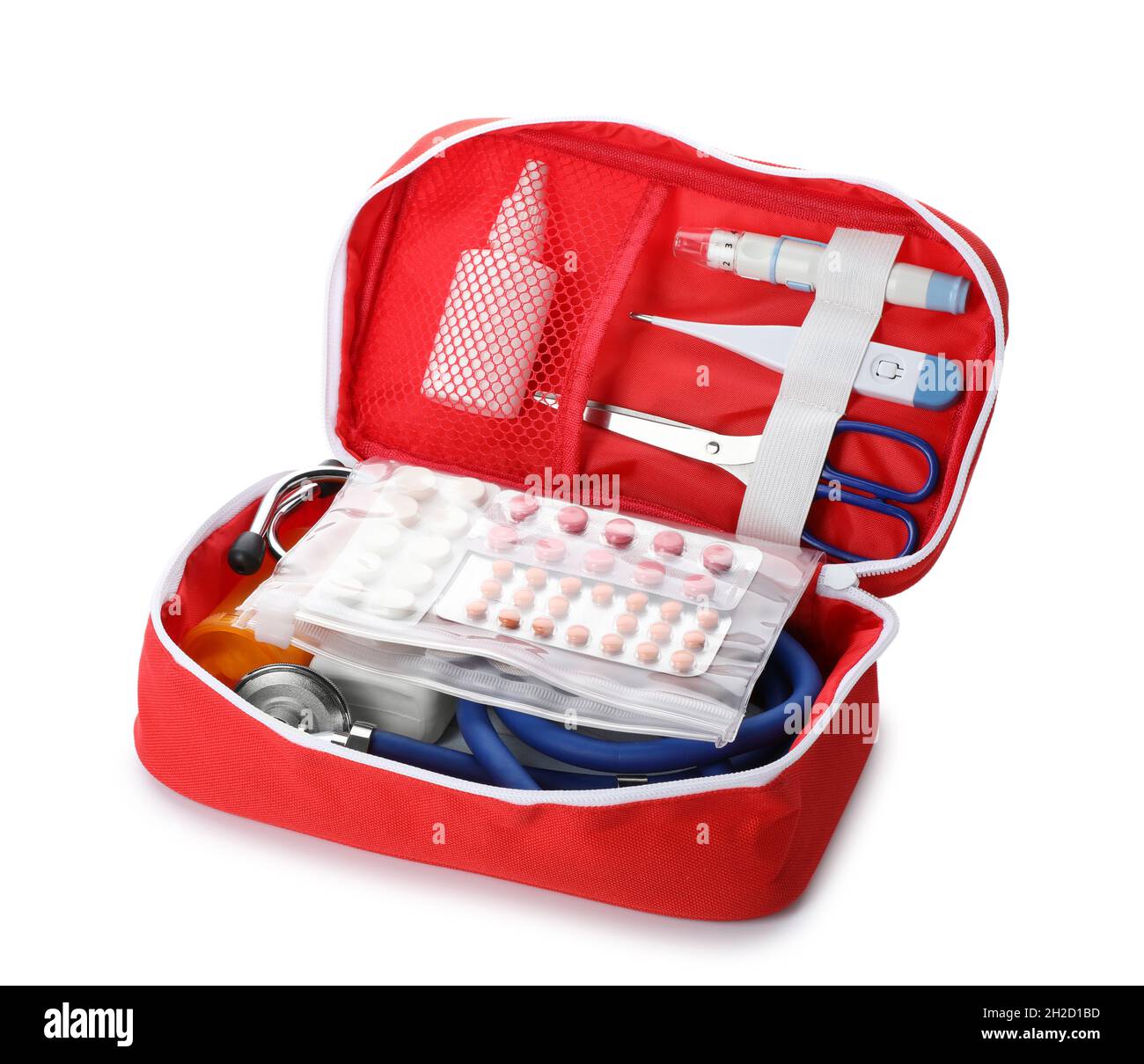 First aid kit on white background. Health care Stock Photo - Alamy