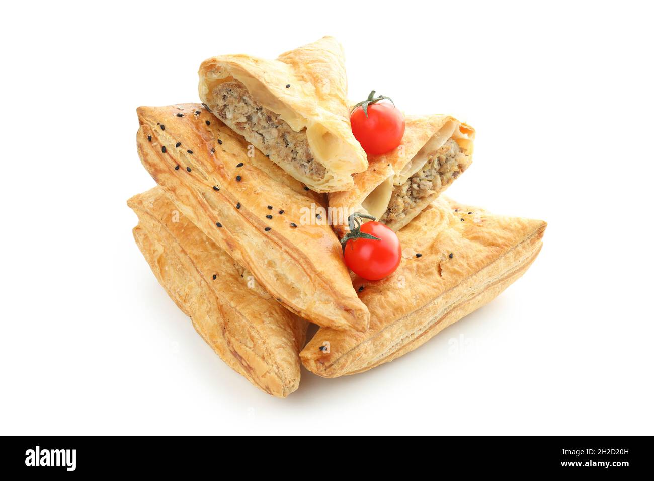 Samsa with ingredients isolated on white background Stock Photo - Alamy