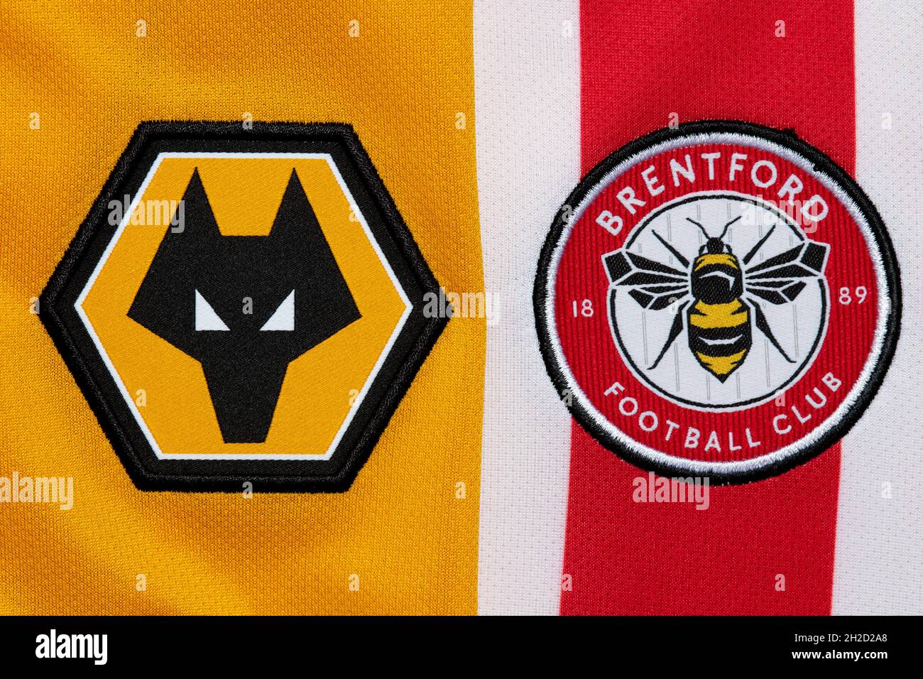 Close up of Wolverhampton Wanderers and Brentford club crest Stock ...