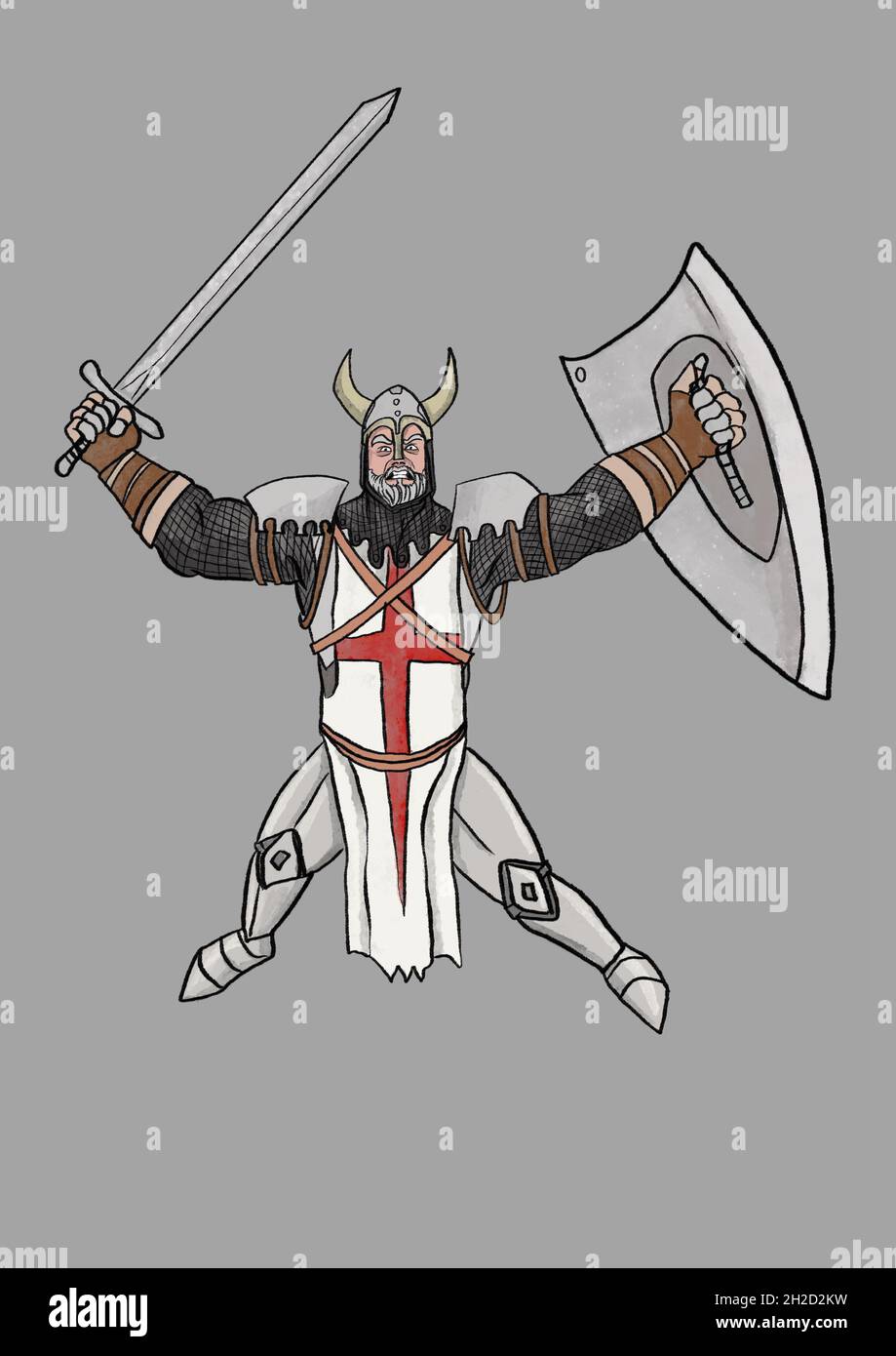 a knights templar character illustration Stock Photo - Alamy