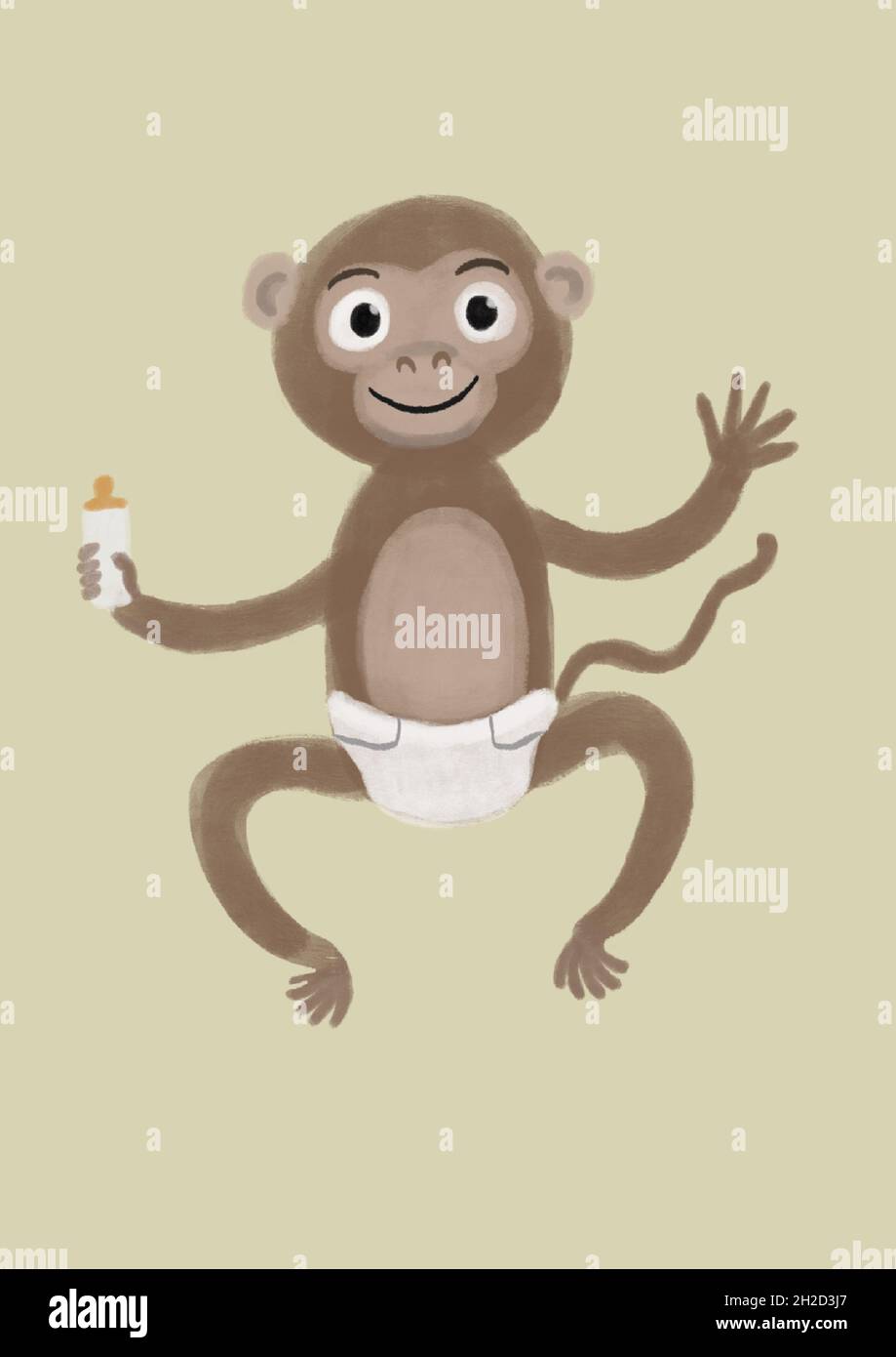 Cartoon illustration laughing happy monkey hi-res stock photography and ...