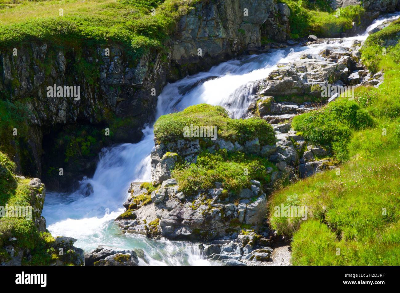 small stream with a little waterfall Stock Photo - Alamy