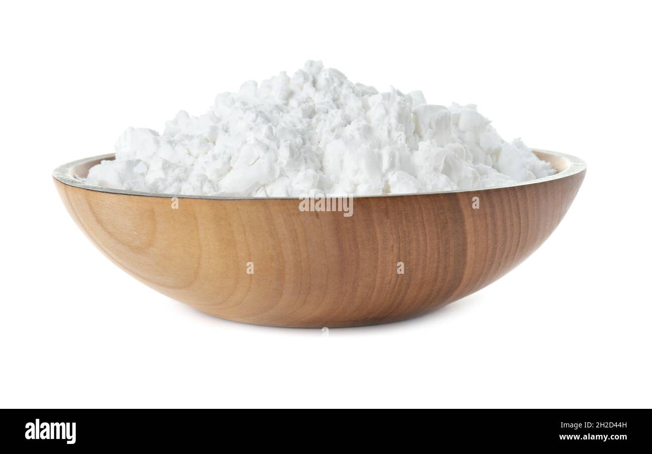 Bowl with corn starch on white background Stock Photo - Alamy