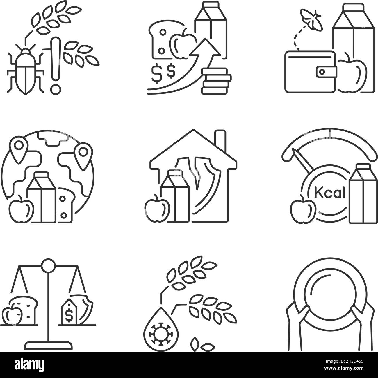 Hunger reasons linear icons set Stock Vector Image & Art - Alamy