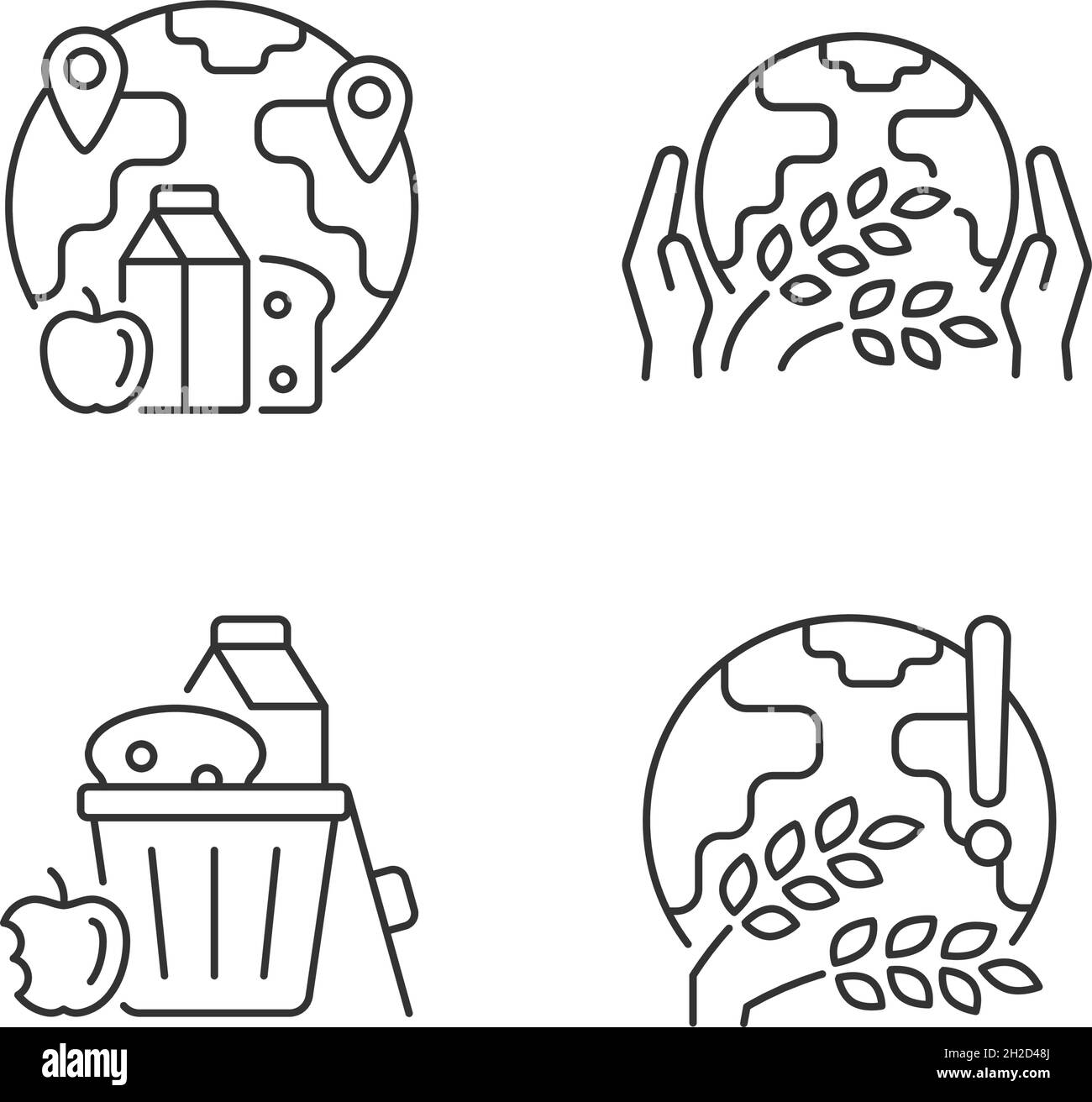 World hunger issues linear icons set Stock Vector Image & Art - Alamy