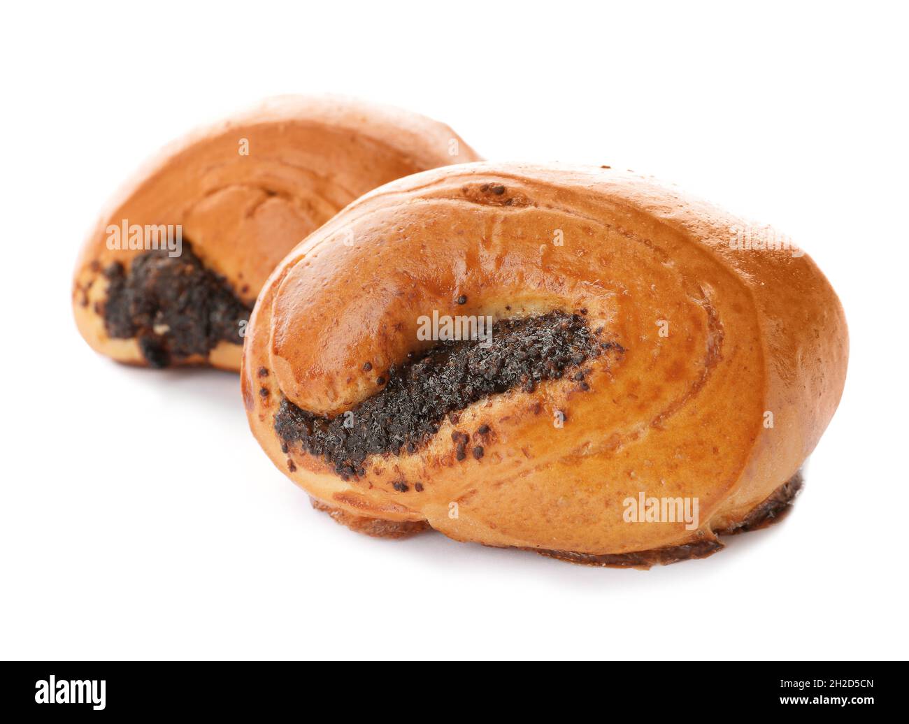 Freshly baked poppy seed buns isolated on white Stock Photo - Alamy