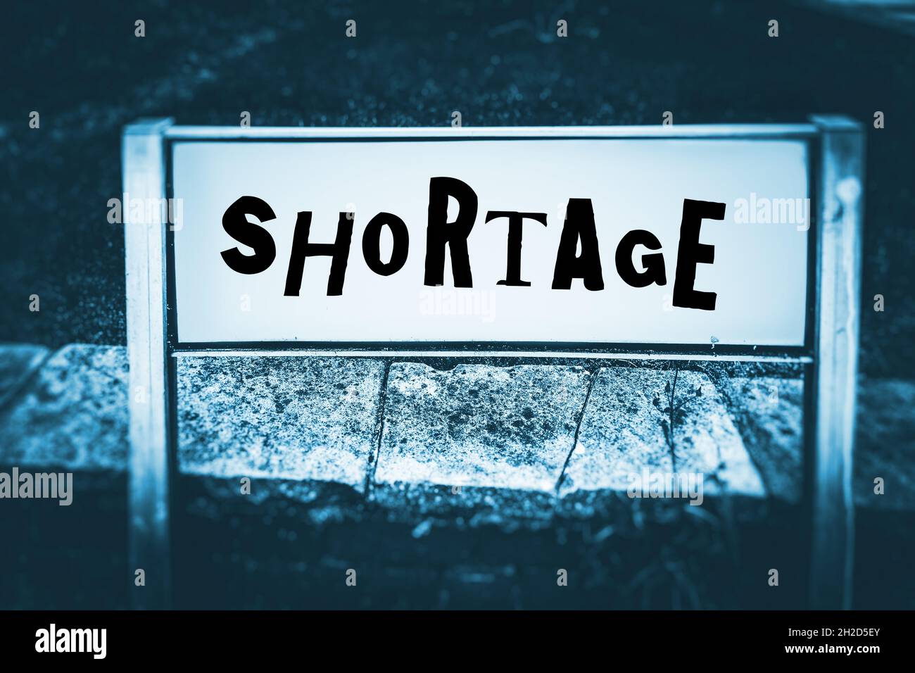 Shortage displayed on Road Sign Stock Photo - Alamy