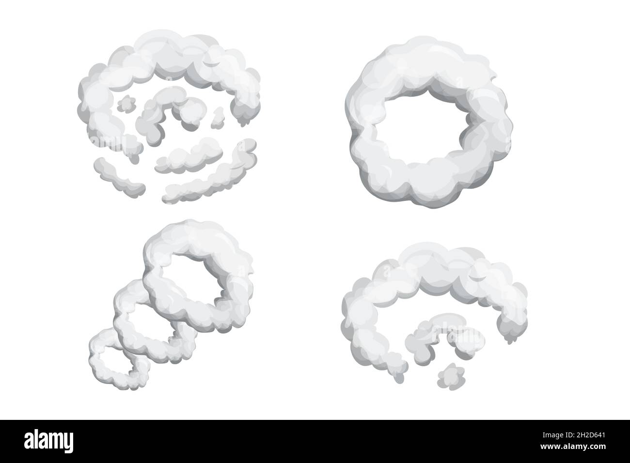 Set smoke dust explosion in cartoon style isolated on white background ...