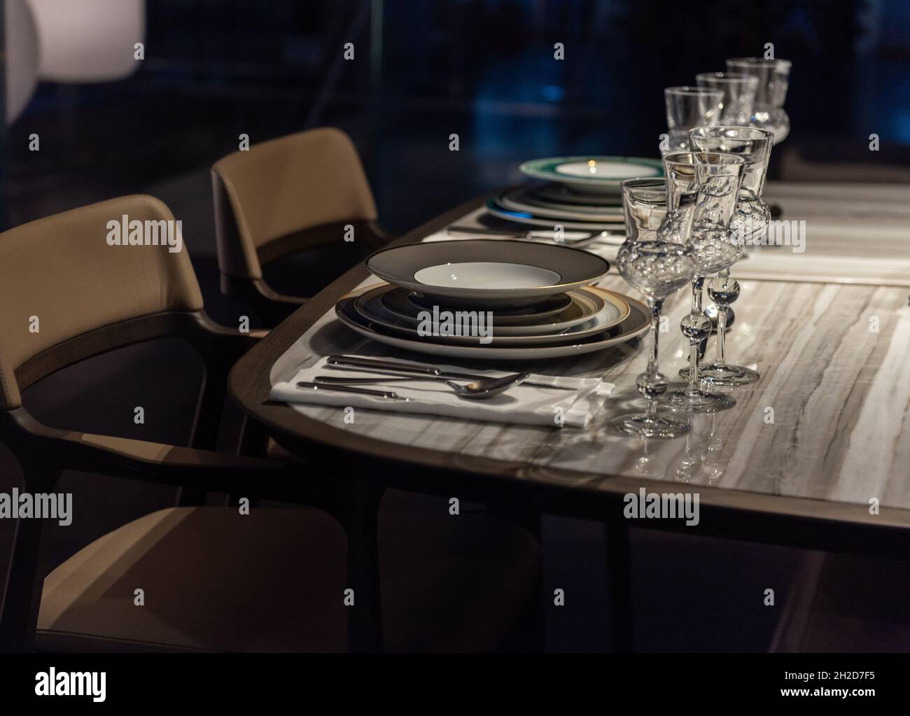 Luxury Table Setting with Crystal Glass and Expensive Tableware Stock ...