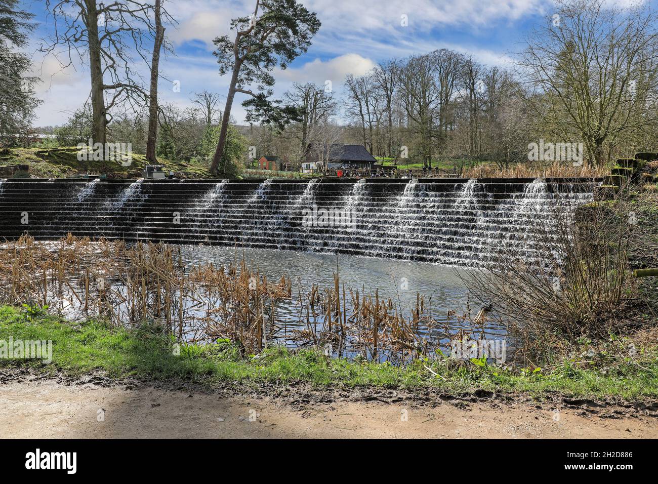 The weir near the south entrance to Trentham Gardens, Stoke-on-Trent ...