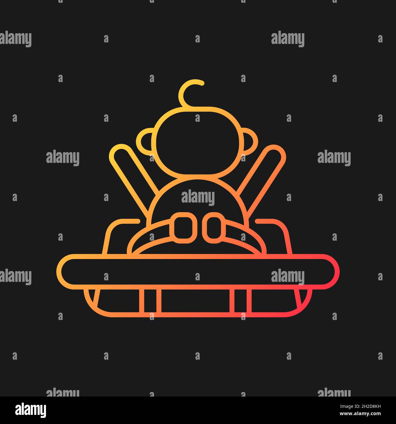 Buckle safety strap in grocery cart gradient vector icon for dark theme ...