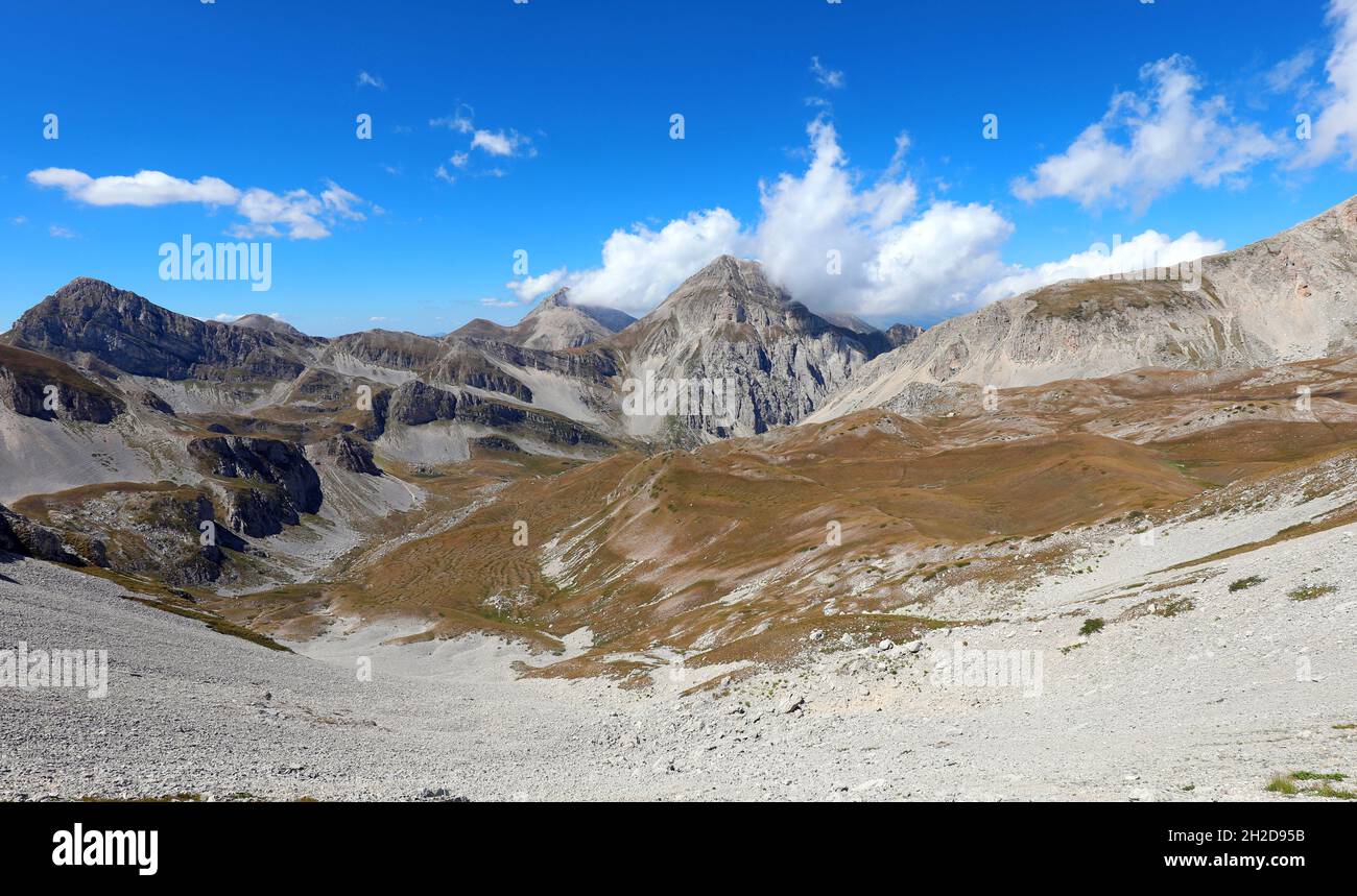 panorama of the Apennines in the Abruzzo region near the great mountain ...