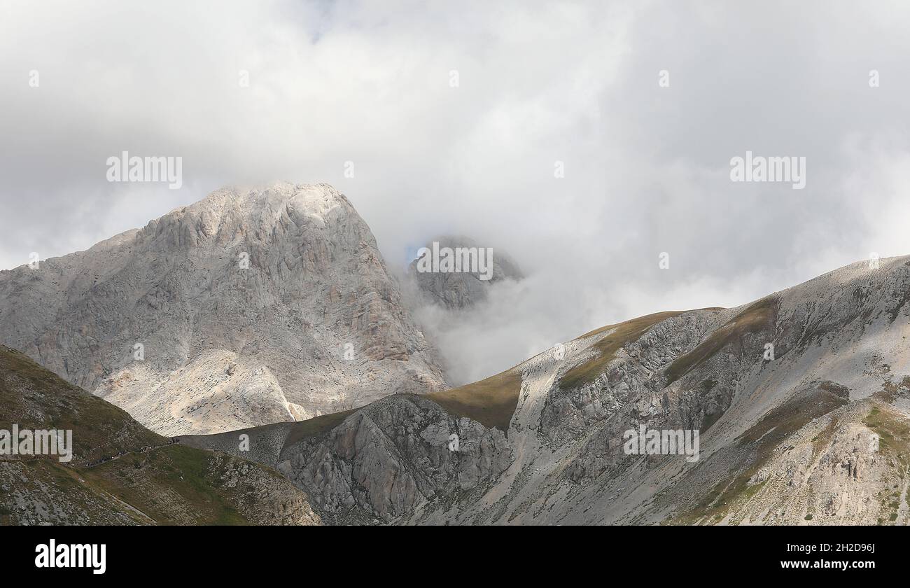 panorama of the Apennines in the Abruzzo region in Central Italy and ...