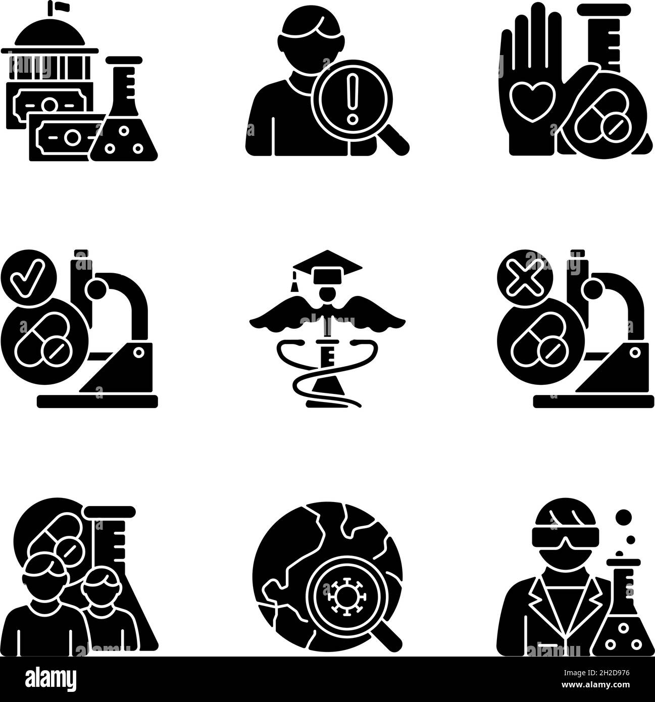 Clinical study black glyph icons set on white space Stock Vector Image ...