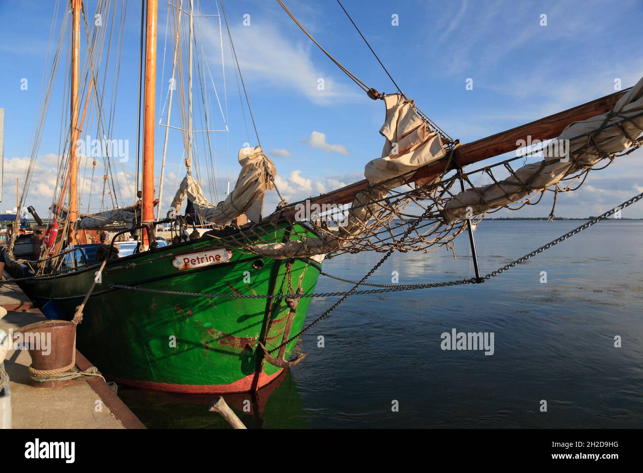 Sailing ship PETRINE in Vitte harbour, Hiddensee island, Baltic Sea ...