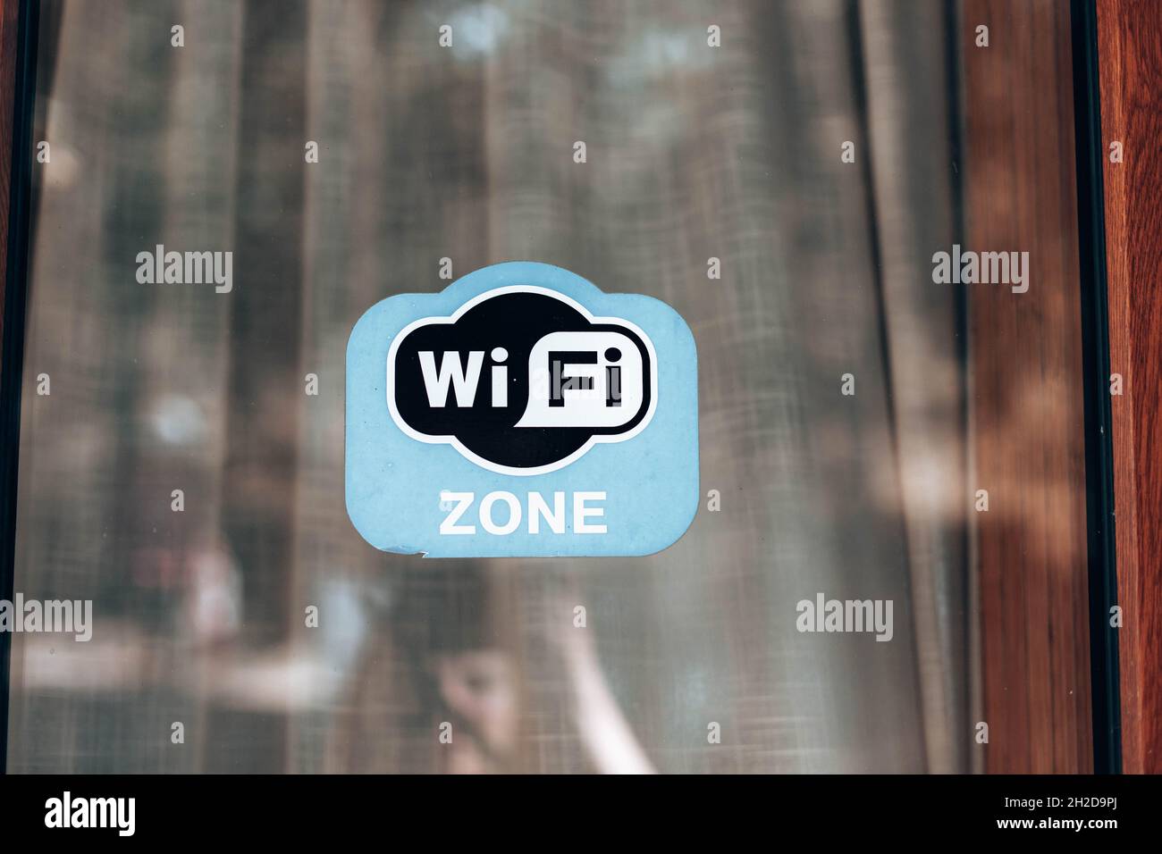 Free wifi sign at the window shop or hotel. Internet service Stock ...