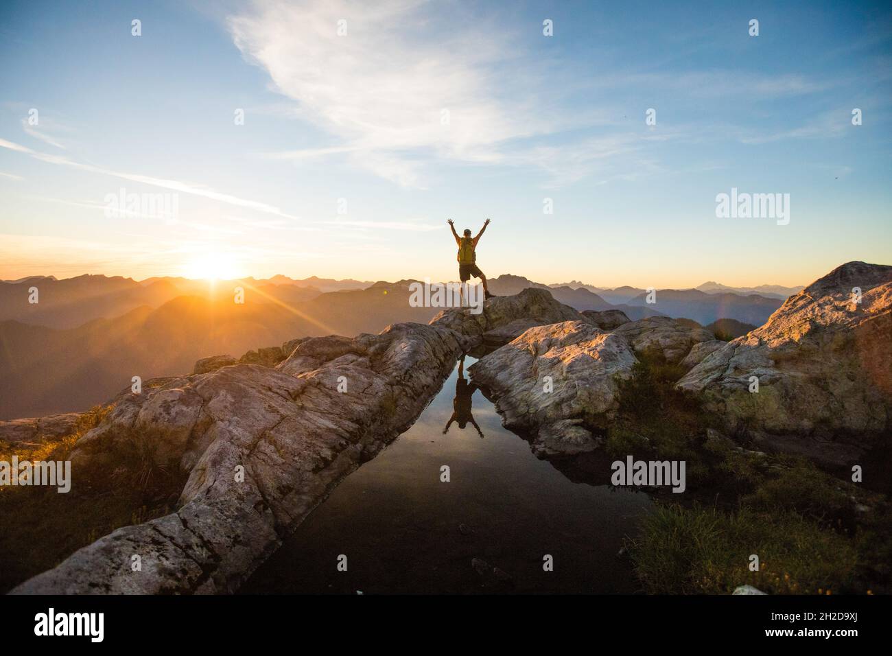 Hiker summit celebrate hi-res stock photography and images - Alamy