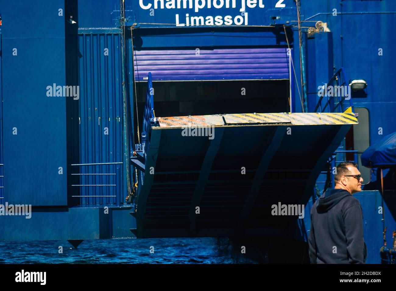 Santorini, Greece - October 20, 2021 The high speed boats of Seajets ...