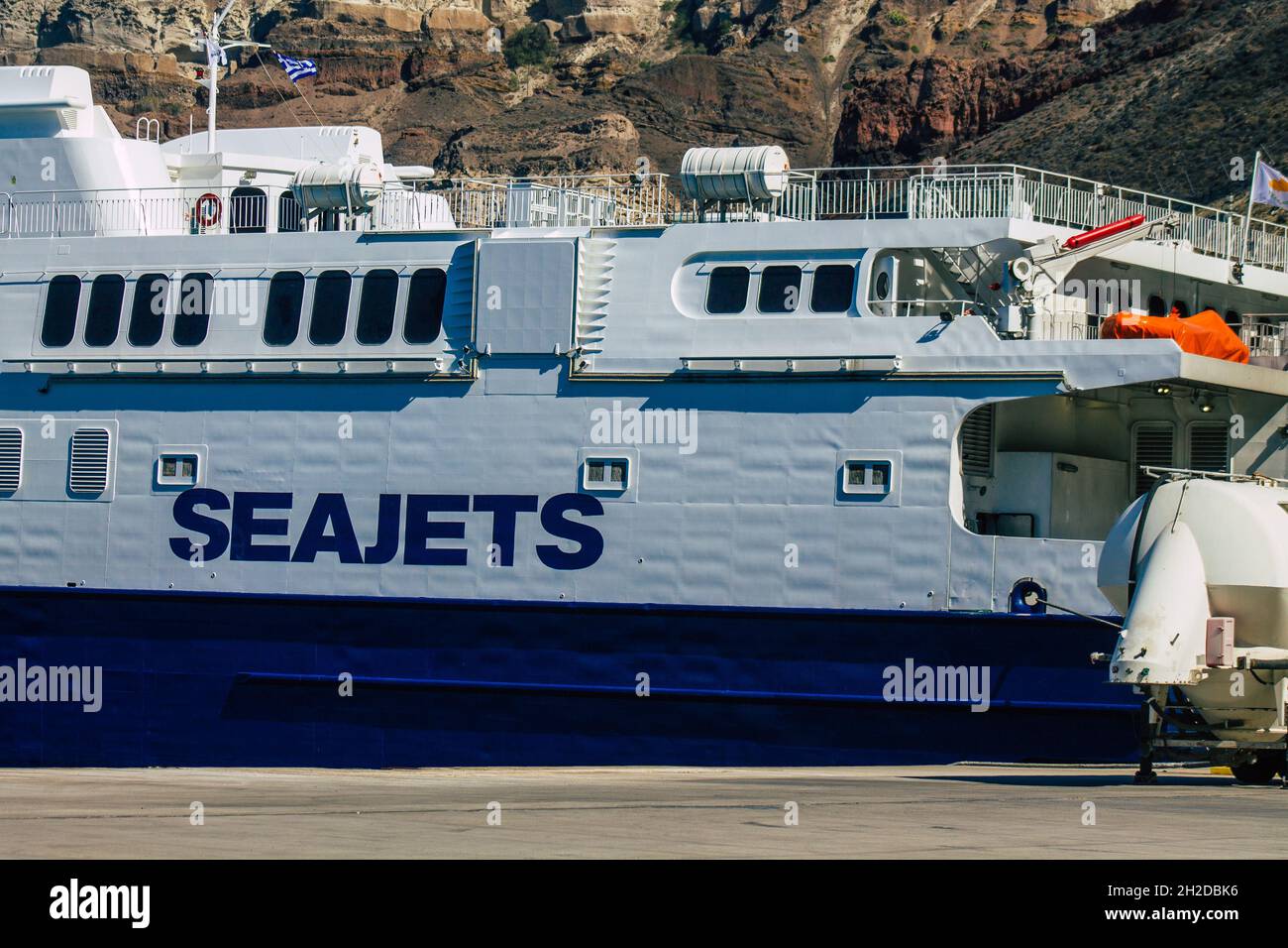 Santorini, Greece - October 20, 2021 The high speed boats of Seajets ...