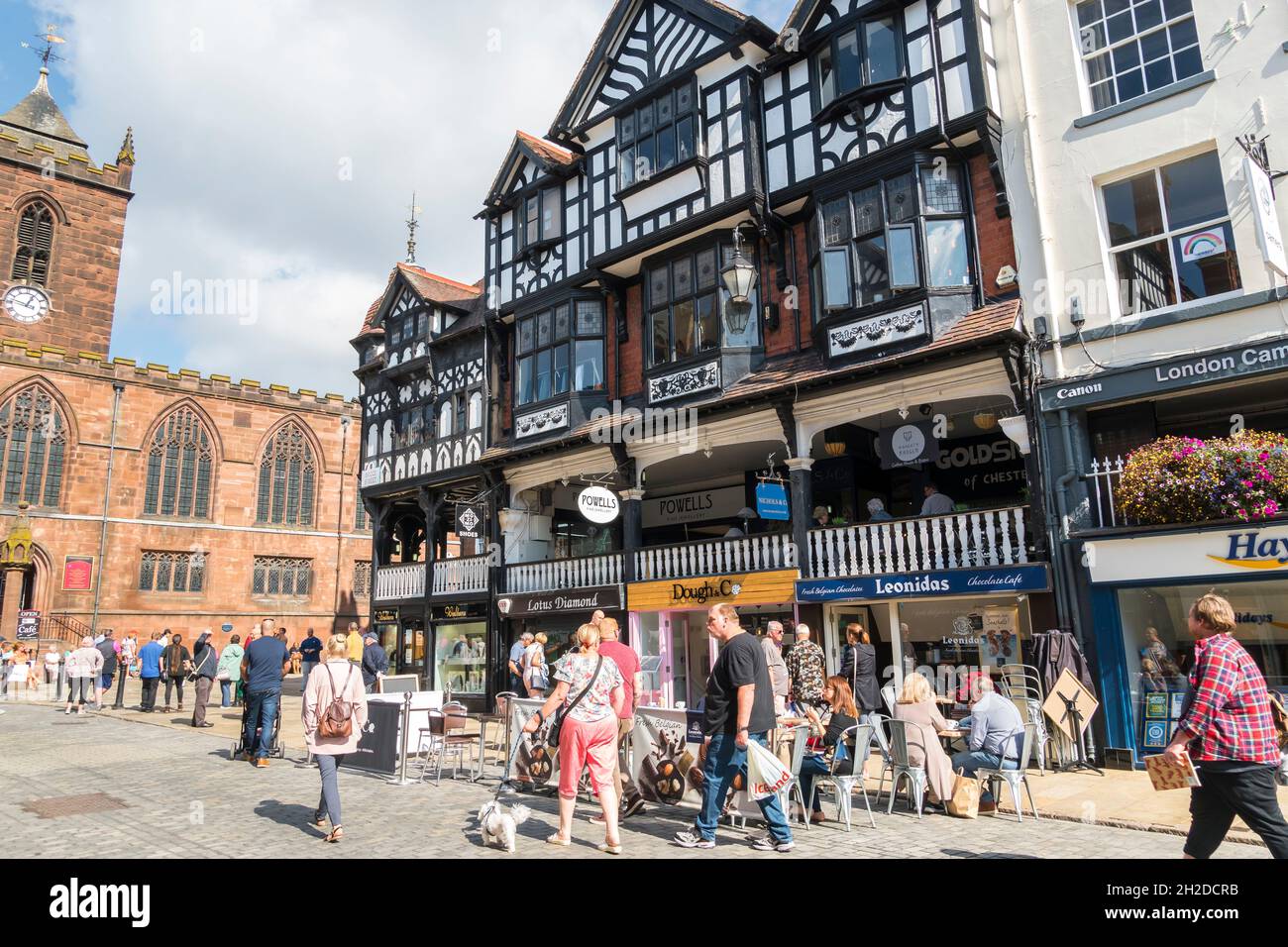 Tudor style buildings shopping on two levels hi-res stock photography ...