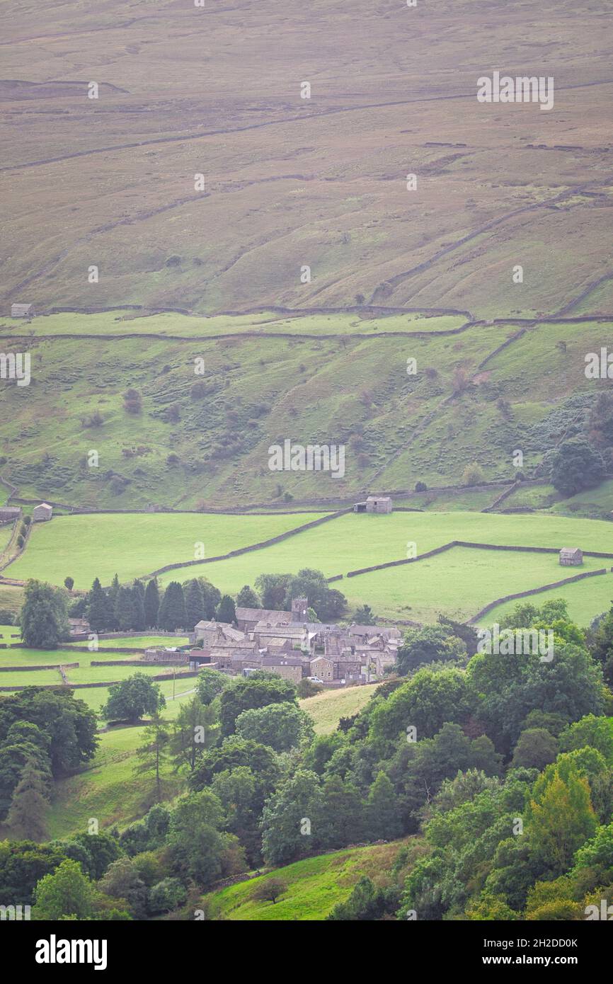 Village of Muker nestling at the western end of Swaledale in the ...