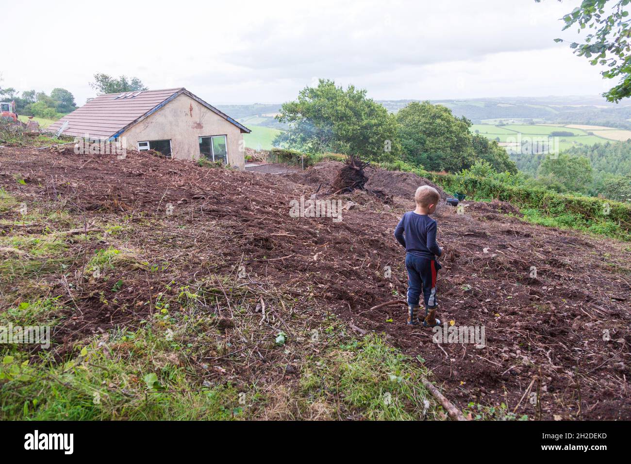 View of farmland from High Bickington village, Devon , England, United ...