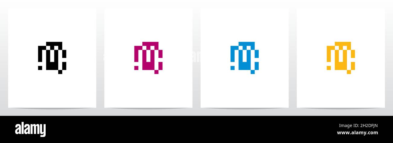 Pixel Square Rectangle Letter Logo Design M Stock Vector Image & Art ...