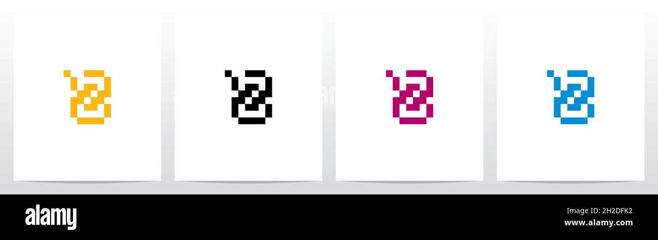 Pixel Square Rectangle Letter Logo Design Z Stock Vector Image & Art ...