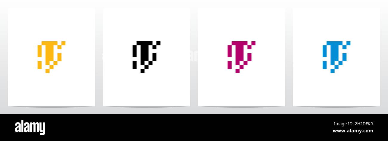 Pixel Square Rectangle Letter Logo Design V Stock Vector Image & Art ...