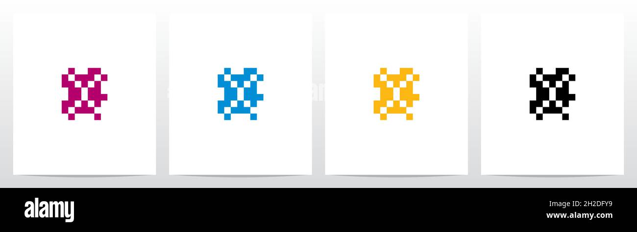 Pixel Square Rectangle Letter Logo Design X Stock Vector Image & Art ...