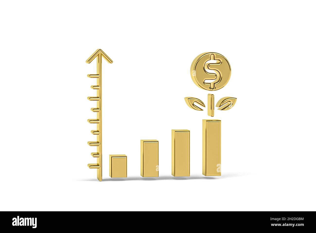 Golden 3d investing icon isolated on white background - 3d render Stock ...