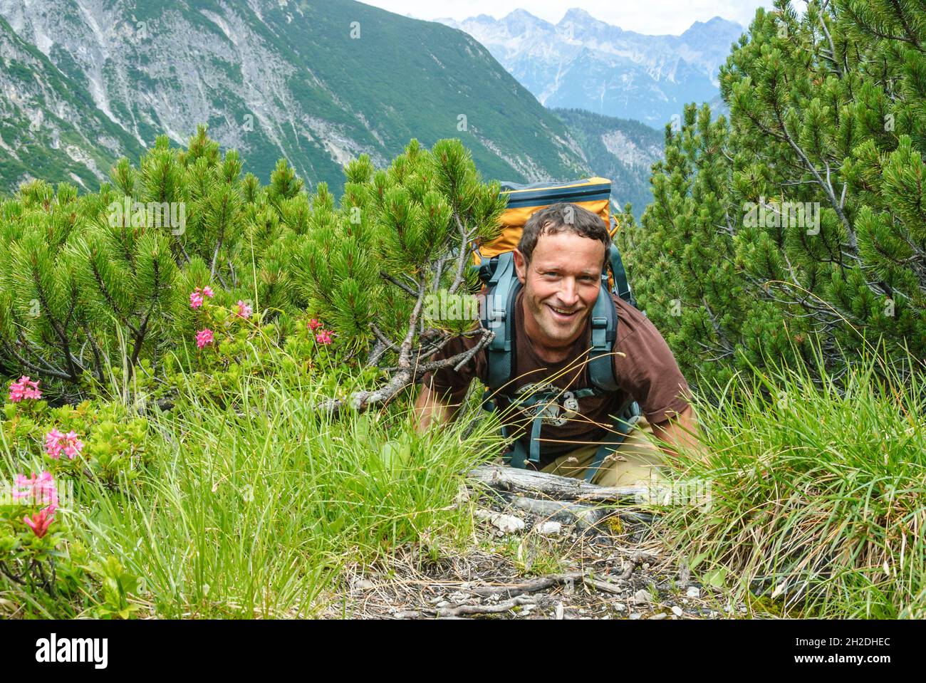 Hiking in tirol mountains near Gramais Stock Photo - Alamy