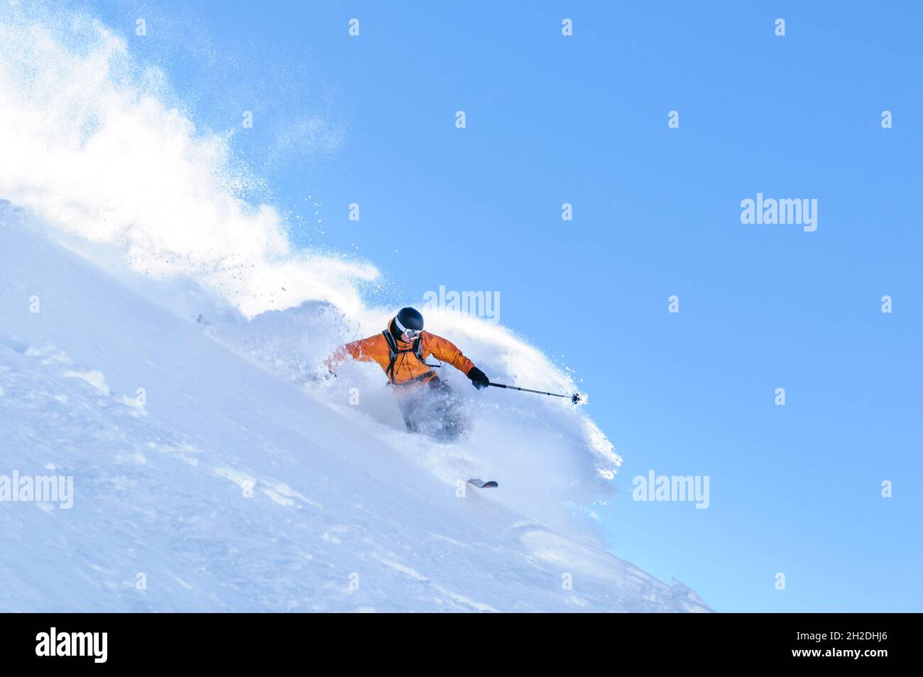 Spectacular skiing in backcountry of Pass Thurn ski resort near ...