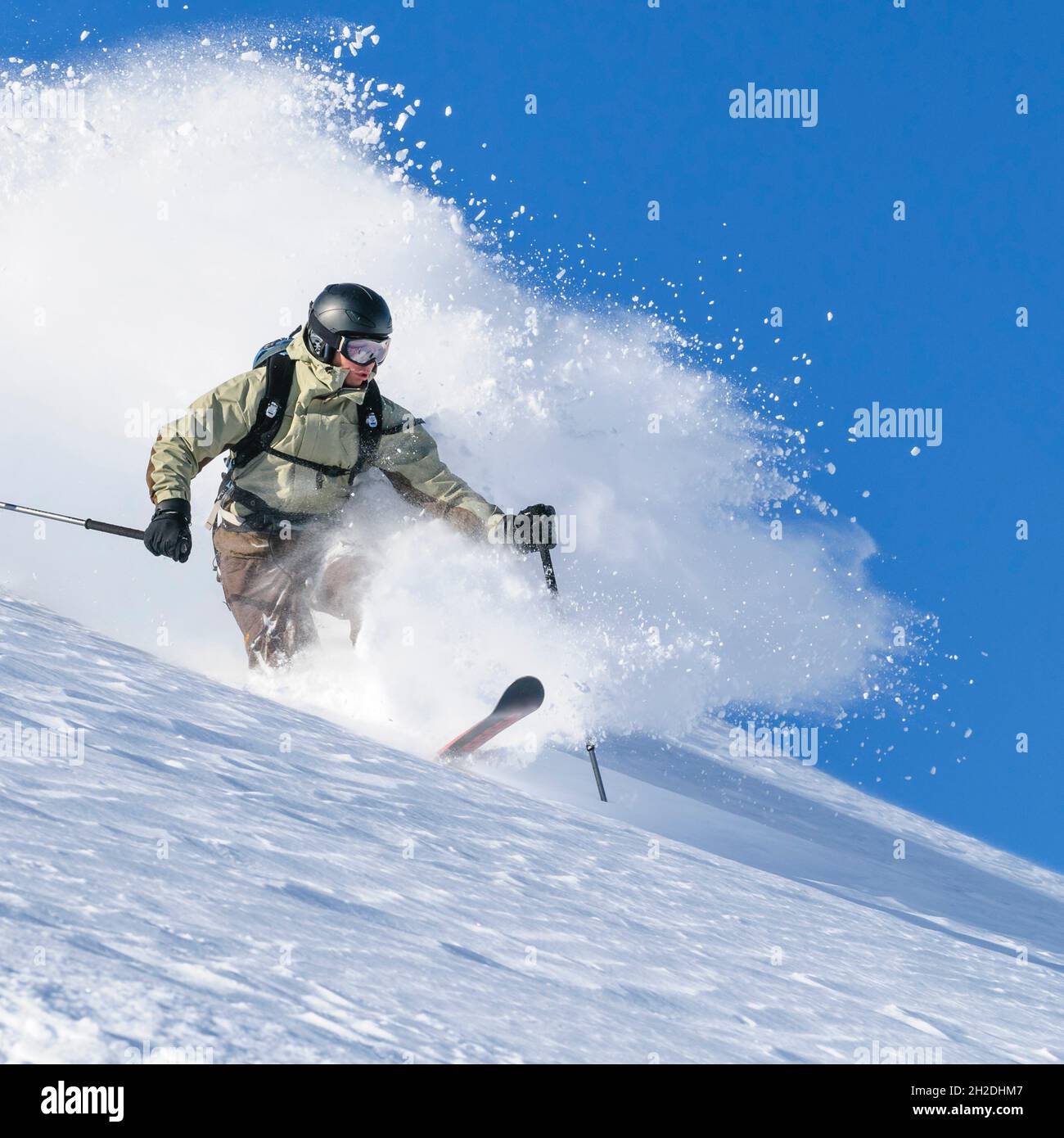 Spectacular skiing in backcountry of Pass Thurn ski resort near ...