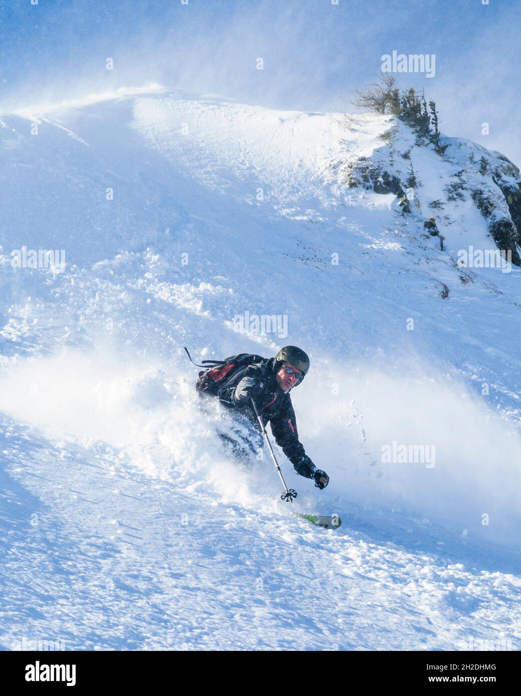 Spectacular skiing in backcountry of Pass Thurn ski resort near ...