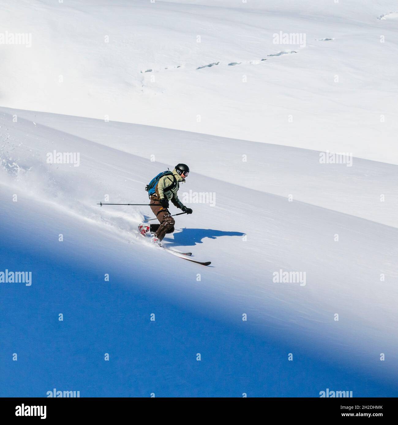 Spectacular skiing in backcountry of Pass Thurn ski resort near ...